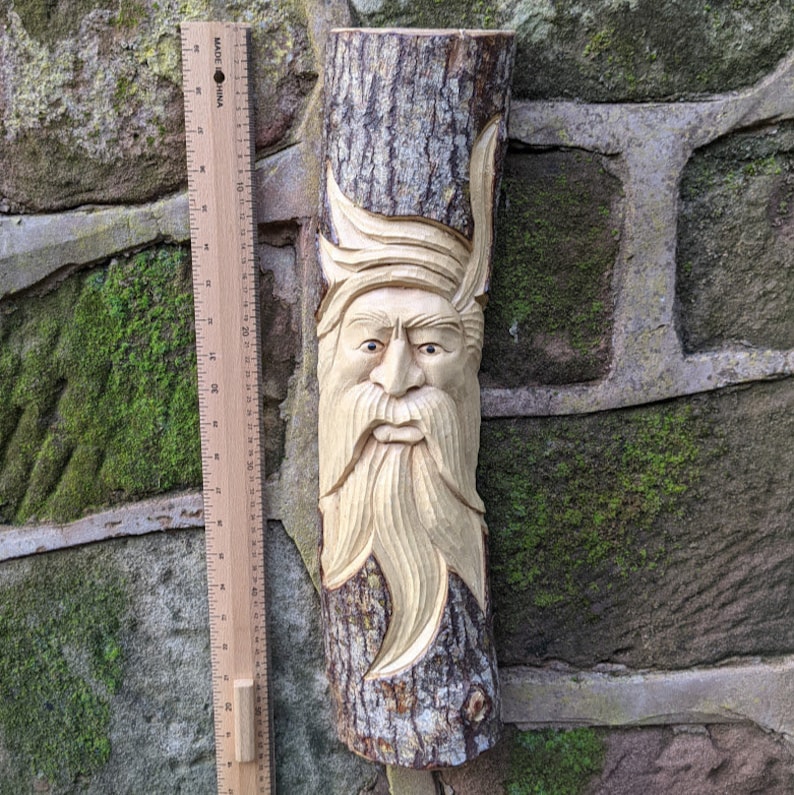 Wood Man Carving Wall Hanging Green Man of the Woods Garden - Etsy