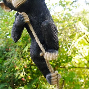Chimp on a Rope Climbing Monkey Ornament Garden Decoration - Etsy UK