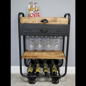 Retro Vintage Industrial Wine Rack Trolley - Etsy UK