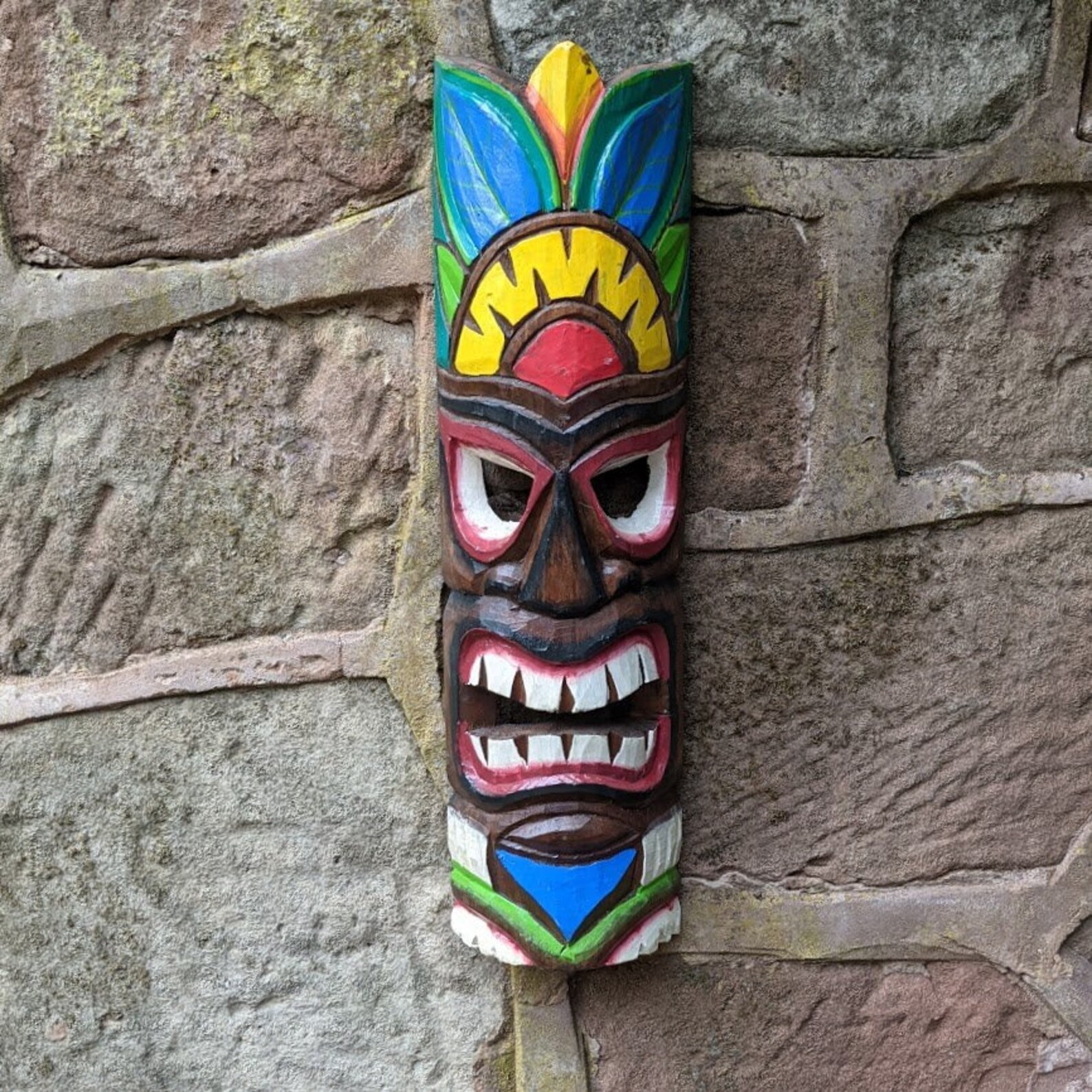 Tiki Mask Tiki Bar 50 Cm Wooden Hand Painted Man Cave - Etsy UK
