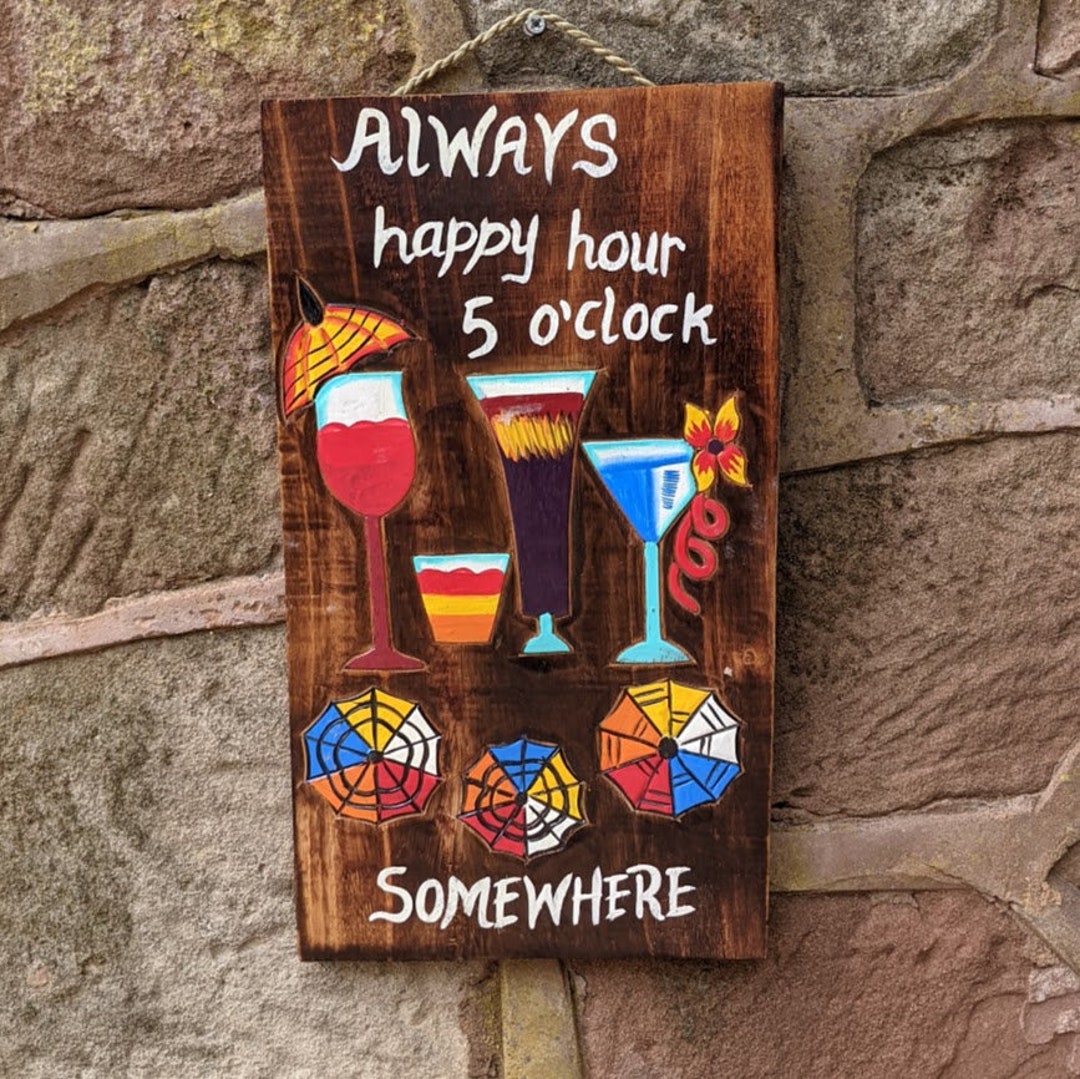 Tiki Bar Sign Always Happy Hour 5 O'clock Somewhere - Etsy UK