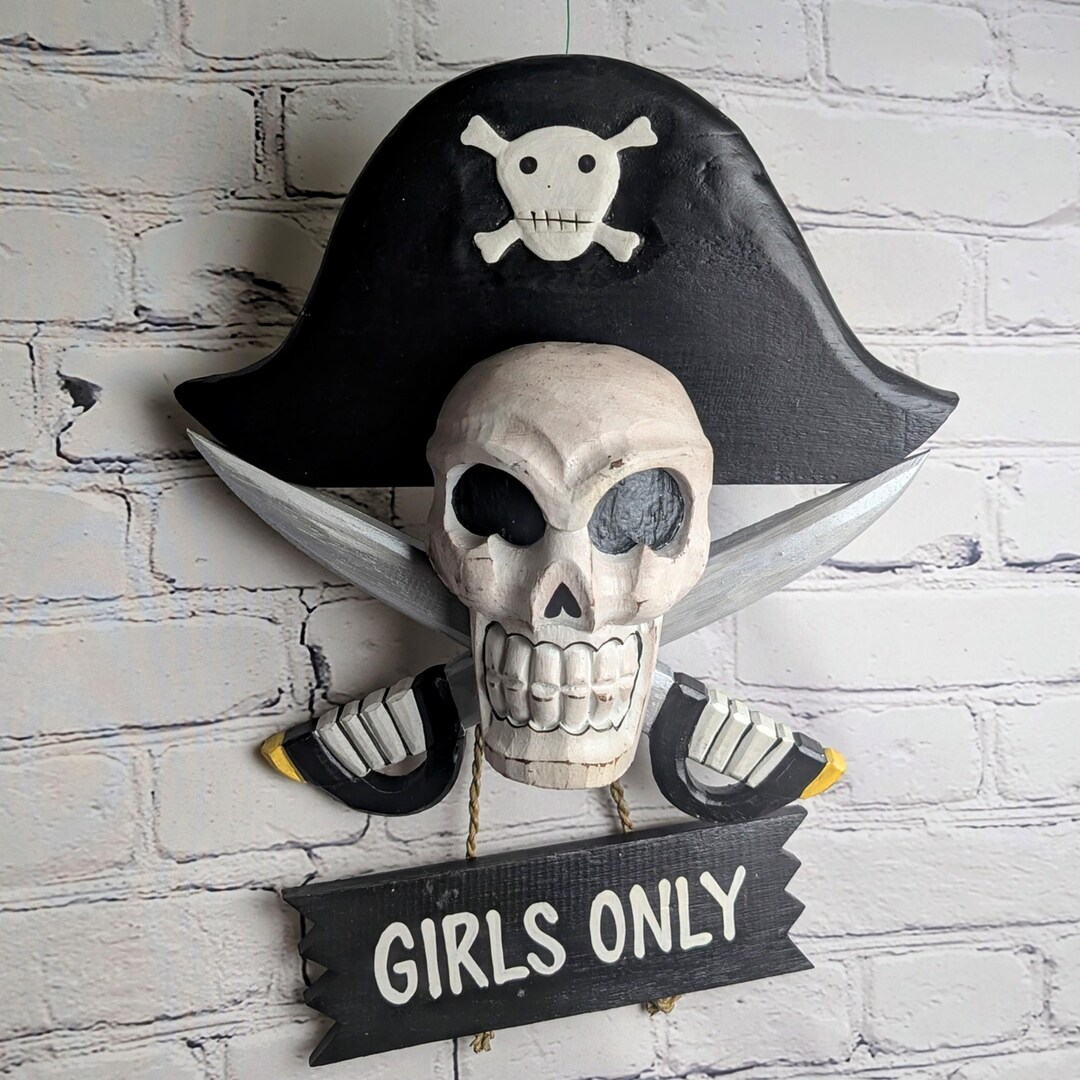 Boys Only Pirate Wooden Door Sign Skull and Cross Bones Jolly Roger - Etsy