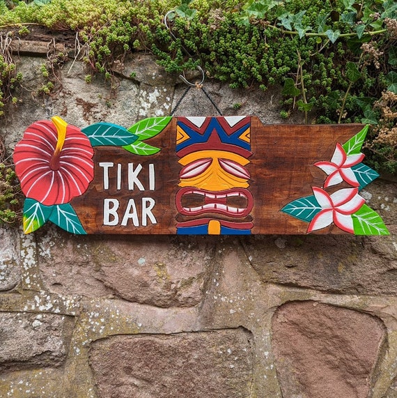 Hand Painted Tiki Bar Signs Tiki Bar Sign Pop Art 20 Inches Colorful