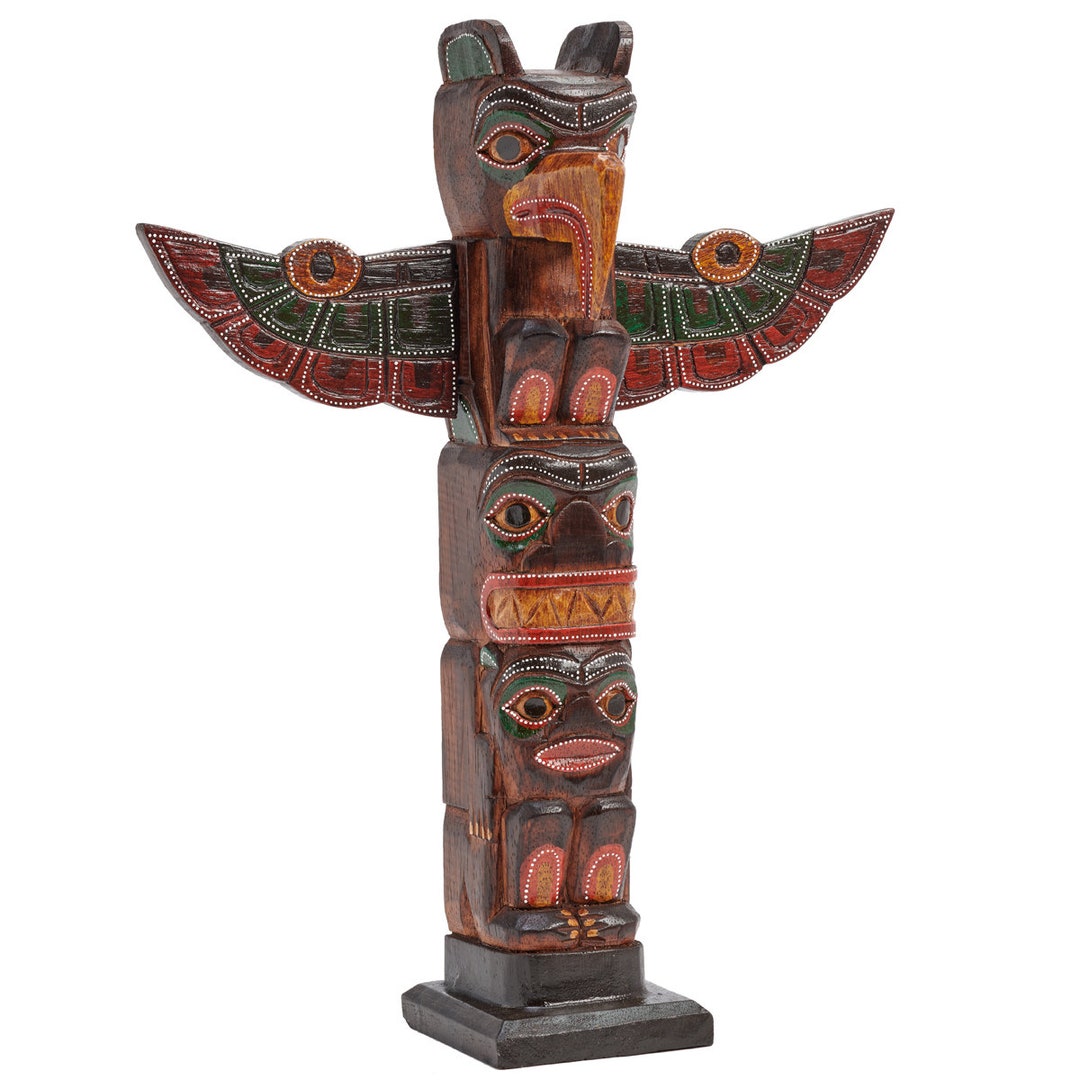 Totem Pole 40cm Carved Wooden Painted Totem Pole - Etsy