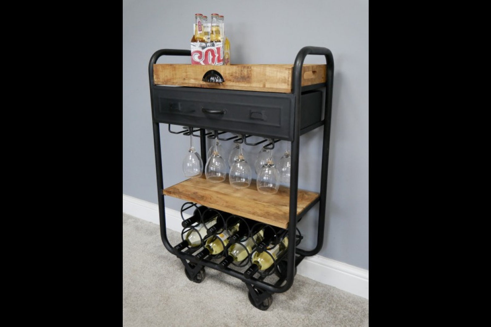 Retro Vintage Industrial Wine Rack Trolley - Etsy UK