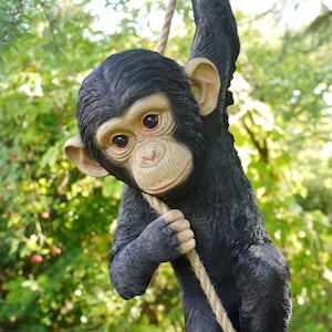 Chimp on a Rope Climbing Monkey Ornament Garden Decoration - Etsy UK
