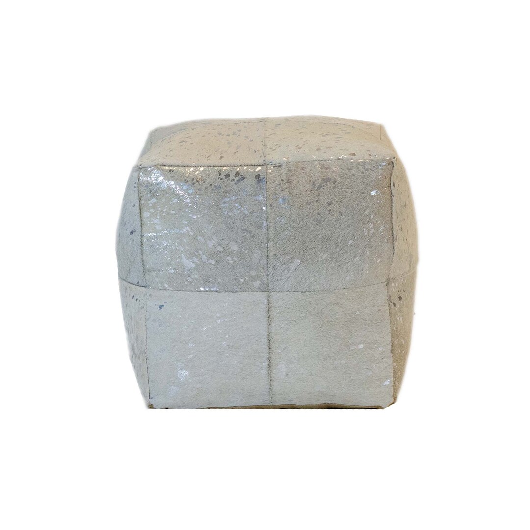 Cow Skin Footstool Cube Hair on Cream - Etsy