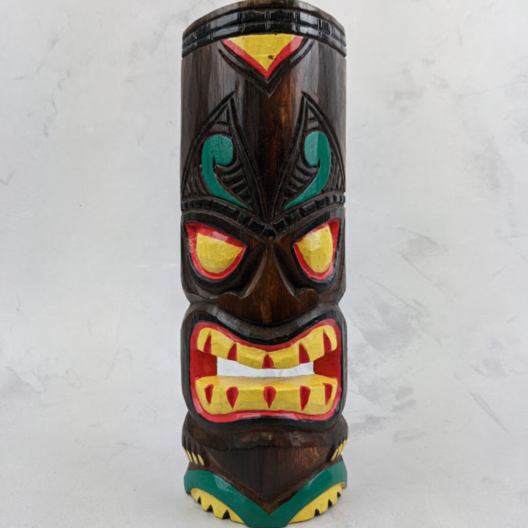 Tiki Mask Wall Hanging Hand Painted 30cm Man Cave, Garden Bar, She Shed ...