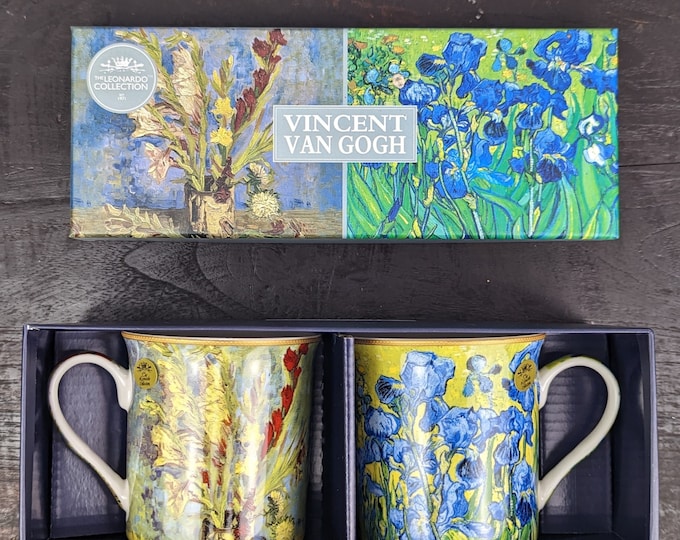 Vincent Van Gogh Mugs, Irises and Gladioli, Fine China Coffee or Tea ...