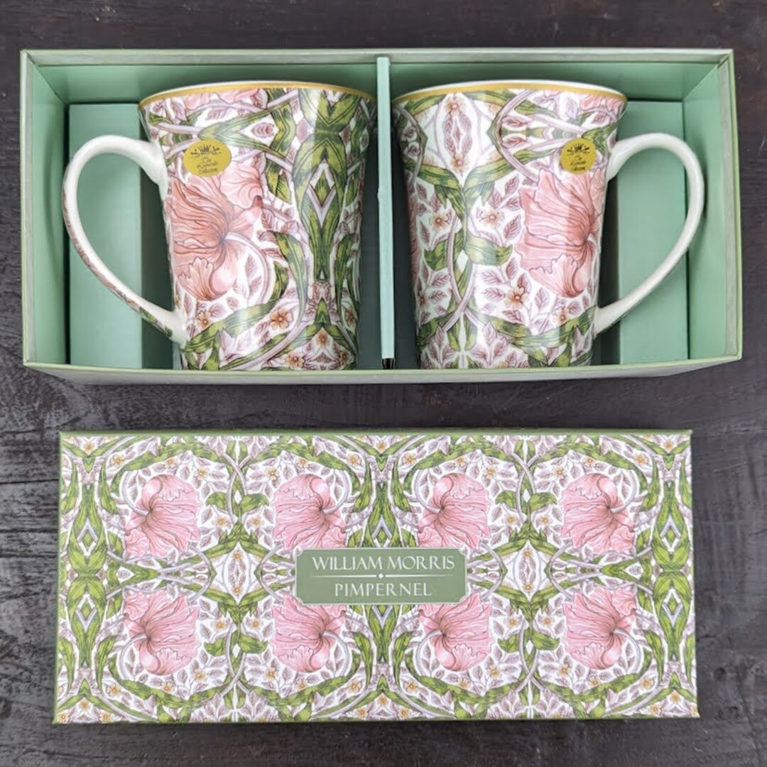 Mugs, Pimpernel, by William Morris Fine China Coffee or Tea Cups Set of ...
