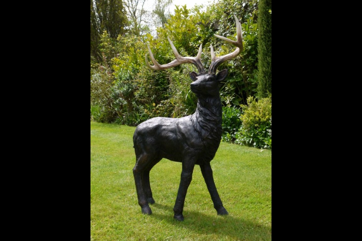 Garden Stag Bronze Effect 100cm Lawn Feature - Etsy UK