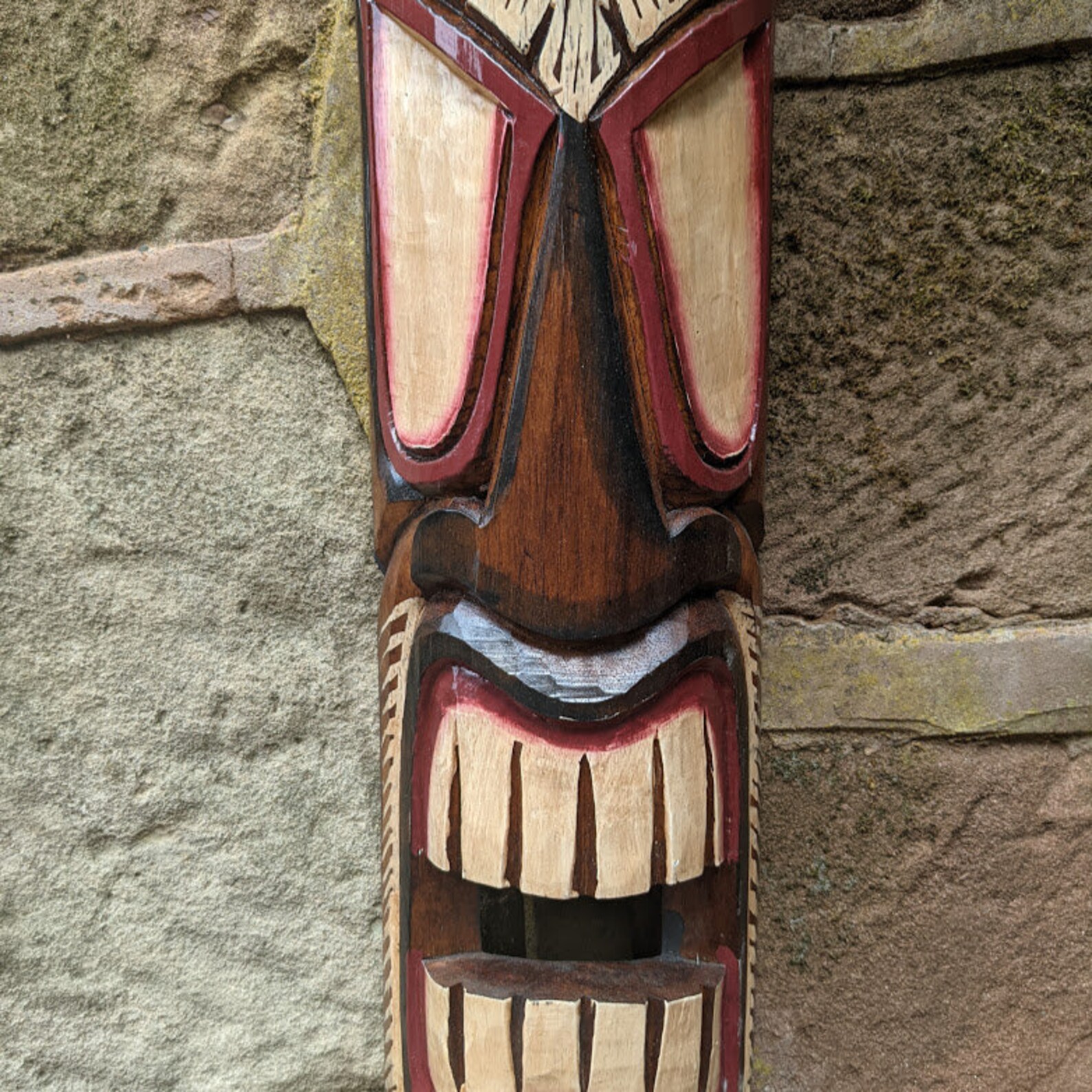 Tiki Mask Flower Design Wall Hanging Hand Painted 100cm - Etsy UK