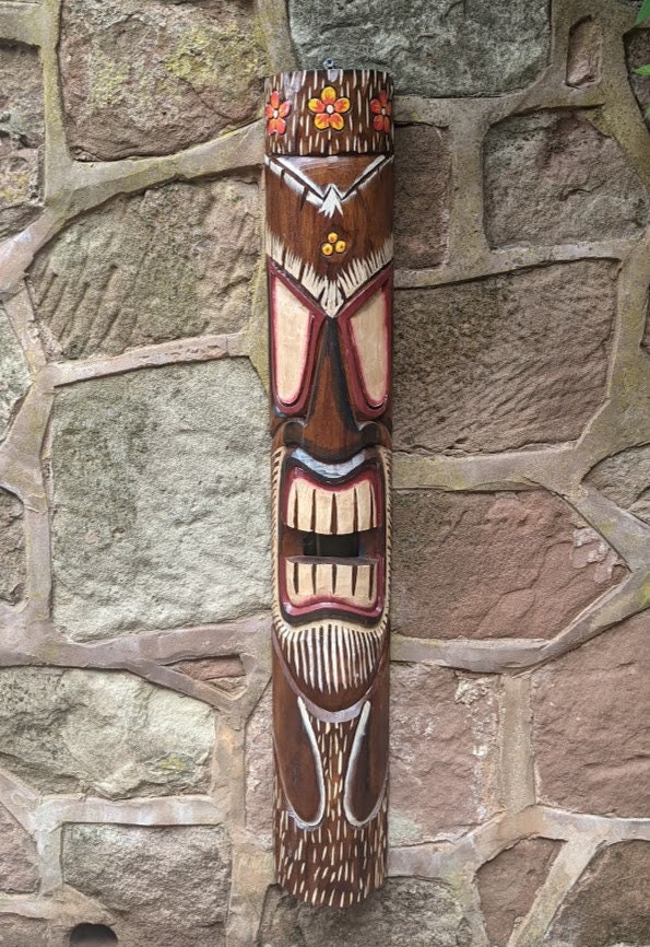 Tiki Mask Flower Design Wall Hanging Hand Painted 100cm - Etsy UK