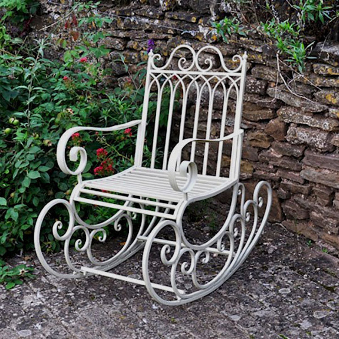 Garden Rocking Chair Gothic Cream Distressed Finish - Etsy