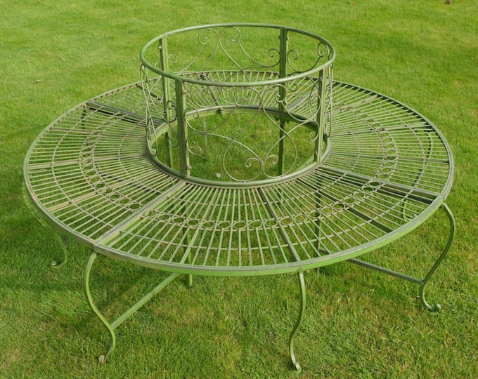 Tree Bench Circular Aged Green - Etsy UK