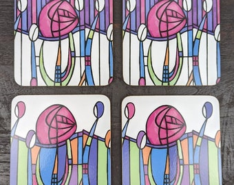 Rennie Mackintosh Style Thistle 3 Stained Glass Effect Mirror Handmade ...