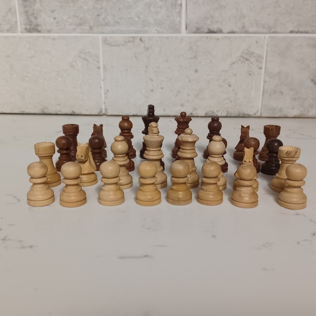 Chess Pieces 3 Inch Hand Carved Wood Chess Set - Etsy UK