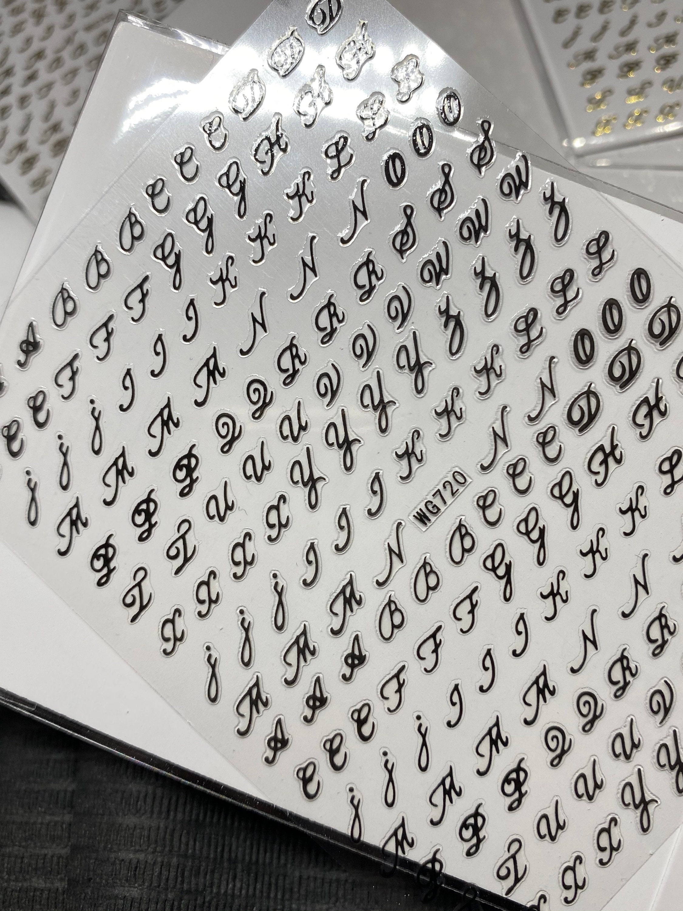 Cursive Letter Nail Stickers - Etsy