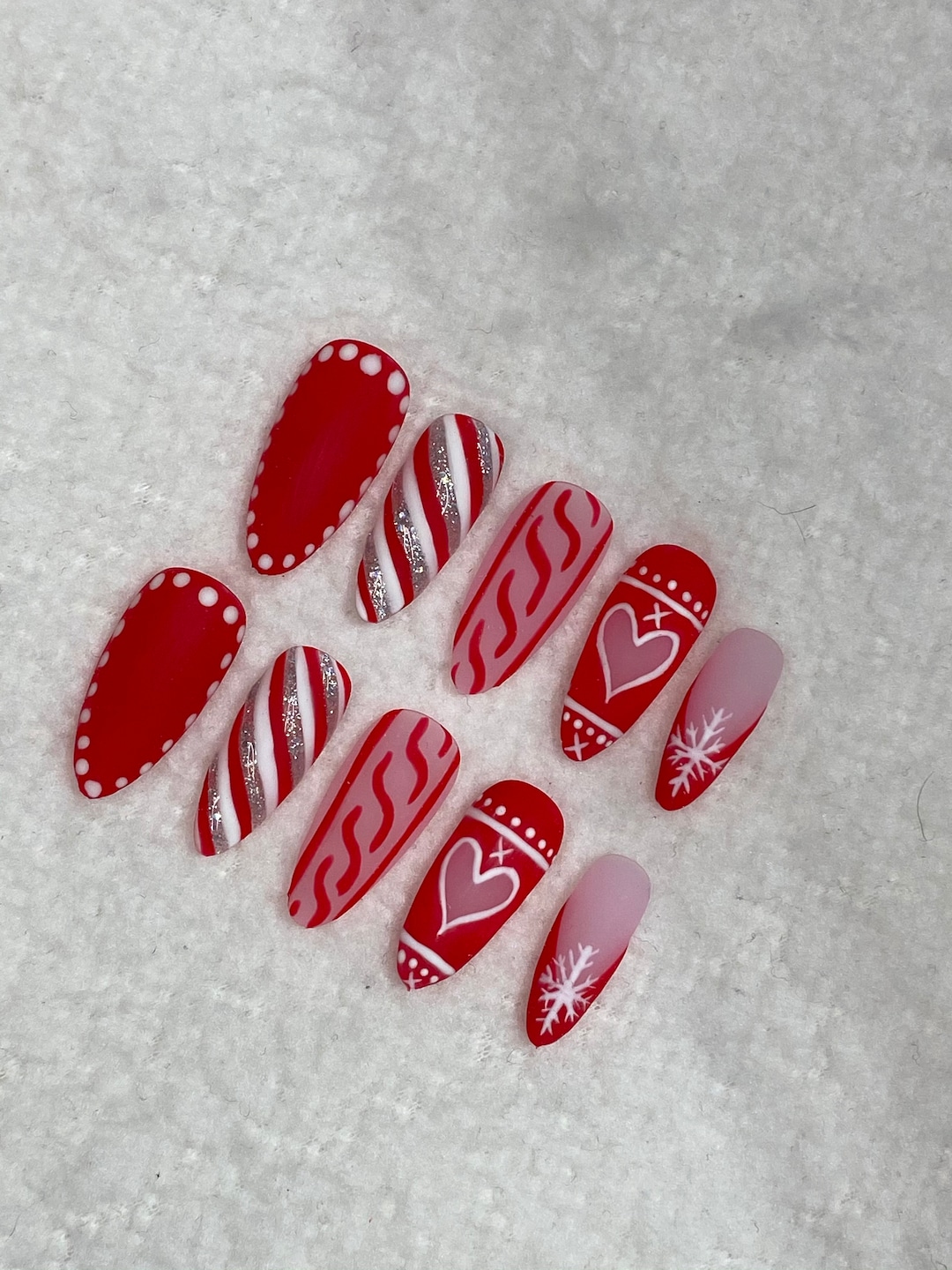 Red Matte Christmas Nails - Etsy
