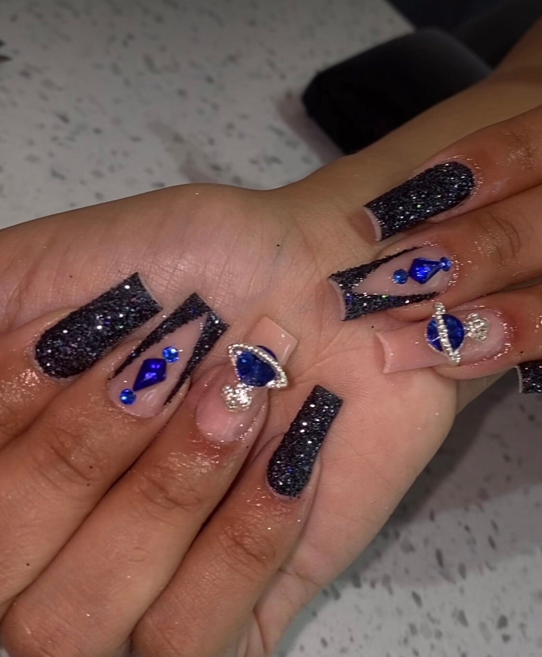 Black Sparkly Acrylic Press on Nails - Etsy
