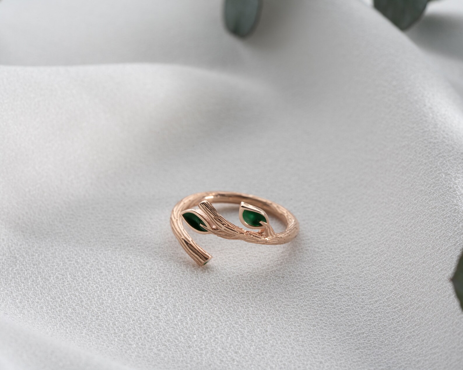 Handmade Green Leaf Ring, Silver Ivy Ring, Adjustable Leaf Ring ...