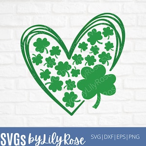Heart With Shamrocks SVG File- St. Patrick's Cut File- Shamrock Svg ...