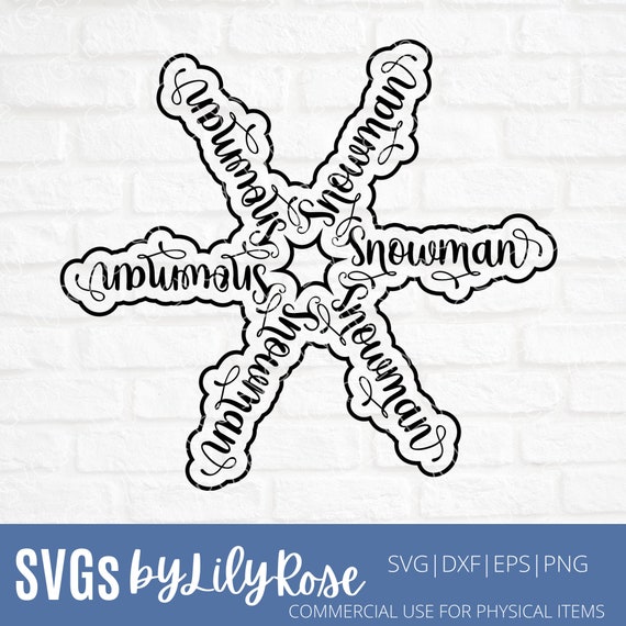 Snowman word Ornament SVG File Snowman Snowflake Ornament | Etsy