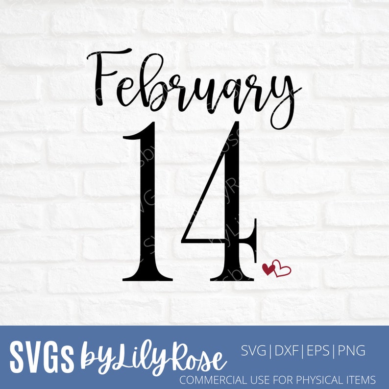 February 14 SVG File Valentine's Day Cut File Valentines - Etsy
