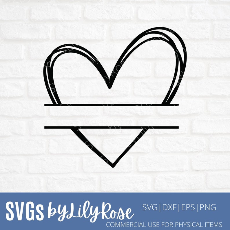 Heart Split Monogram SVG File Heart Name Frame Cut File Hand - Etsy
