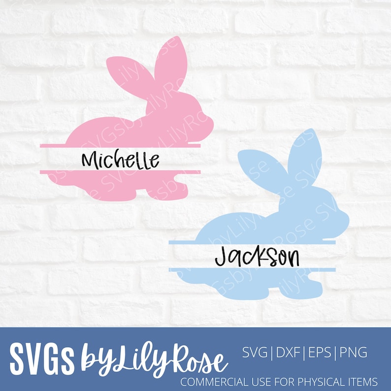 Bunny Split Monogram SVG File Easter Bunny Name Frame Cut | Etsy