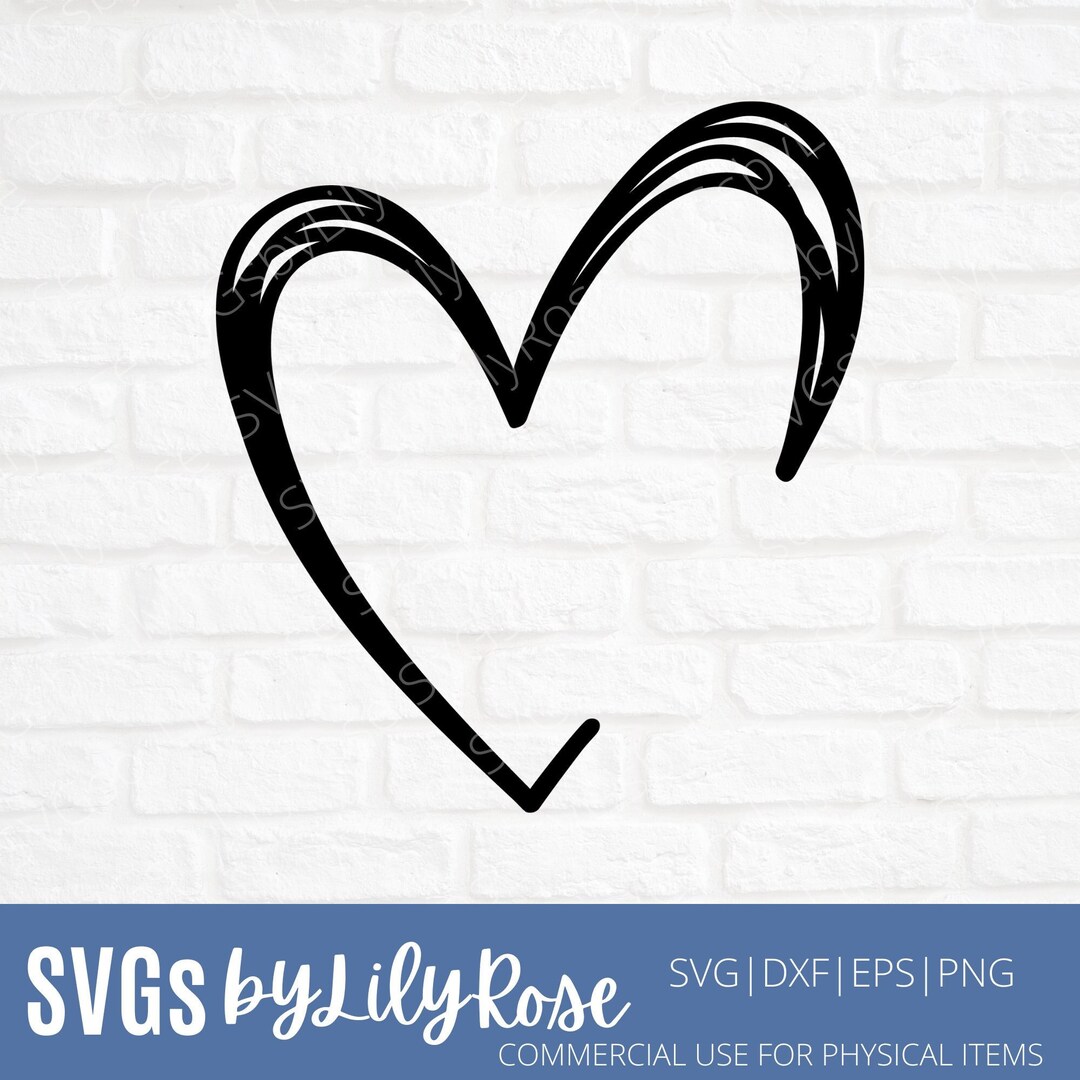 Heart SVG Cut File- Hand Drawn Heart With Text Space Cut File ...