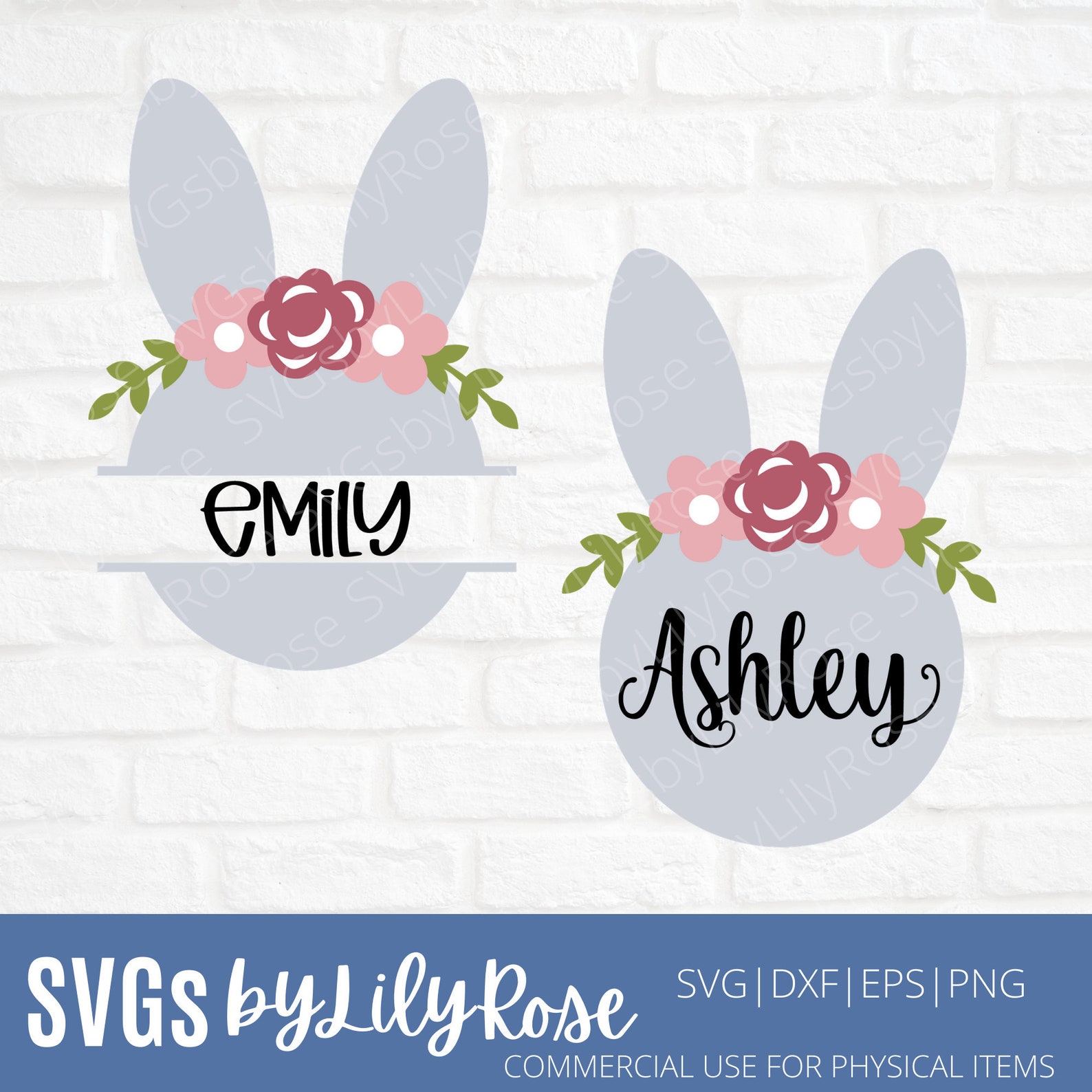 Bunny Rabbit SVG File Easter Bunny Name Cut File Split Bunny | Etsy
