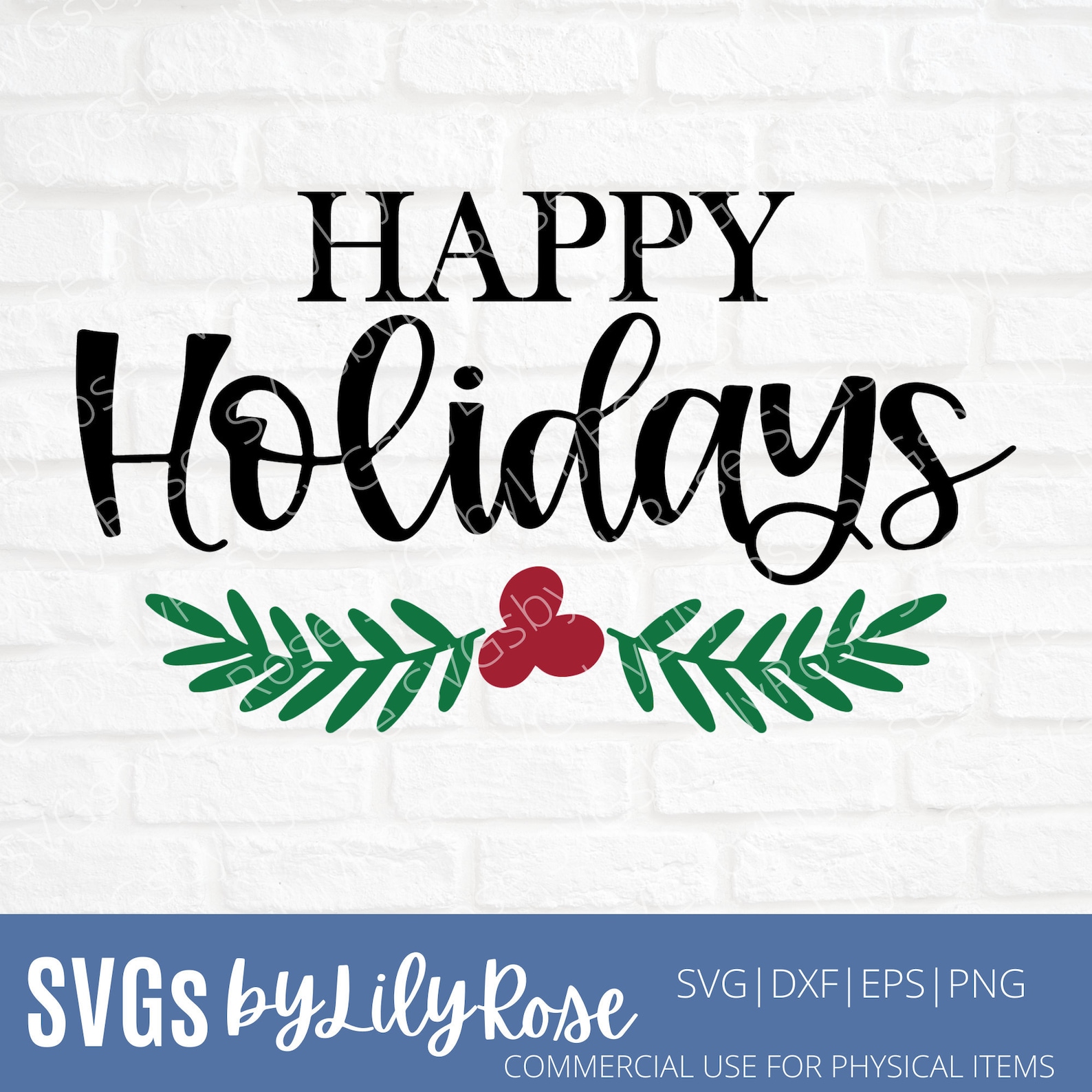 Happy Holidays Cut File- Christmas SVG File- Winter SVG File- Happy ...