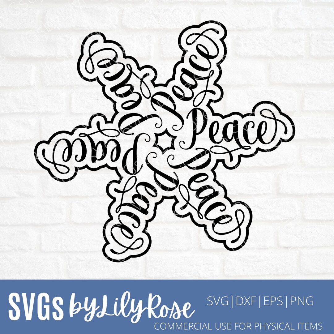 Peace Snowflake Ornament SVG File- Peace Word Christmas Ornament ...