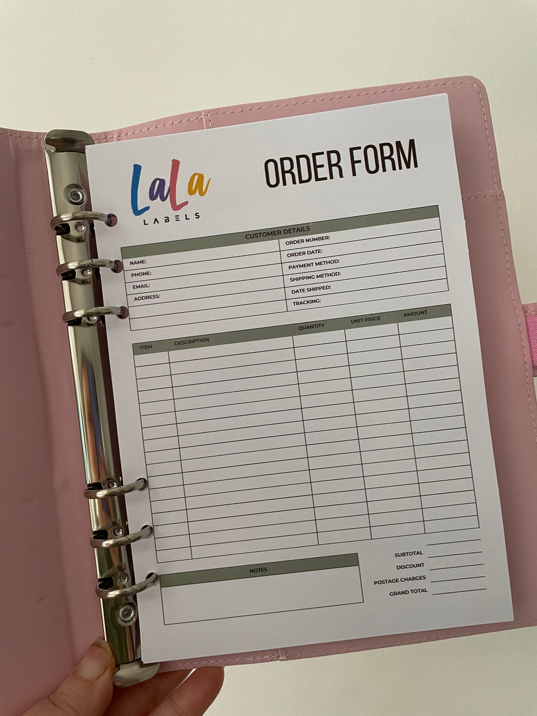 A5 Order Form Inserts: Custom Logo Planner Sheets - Etsy