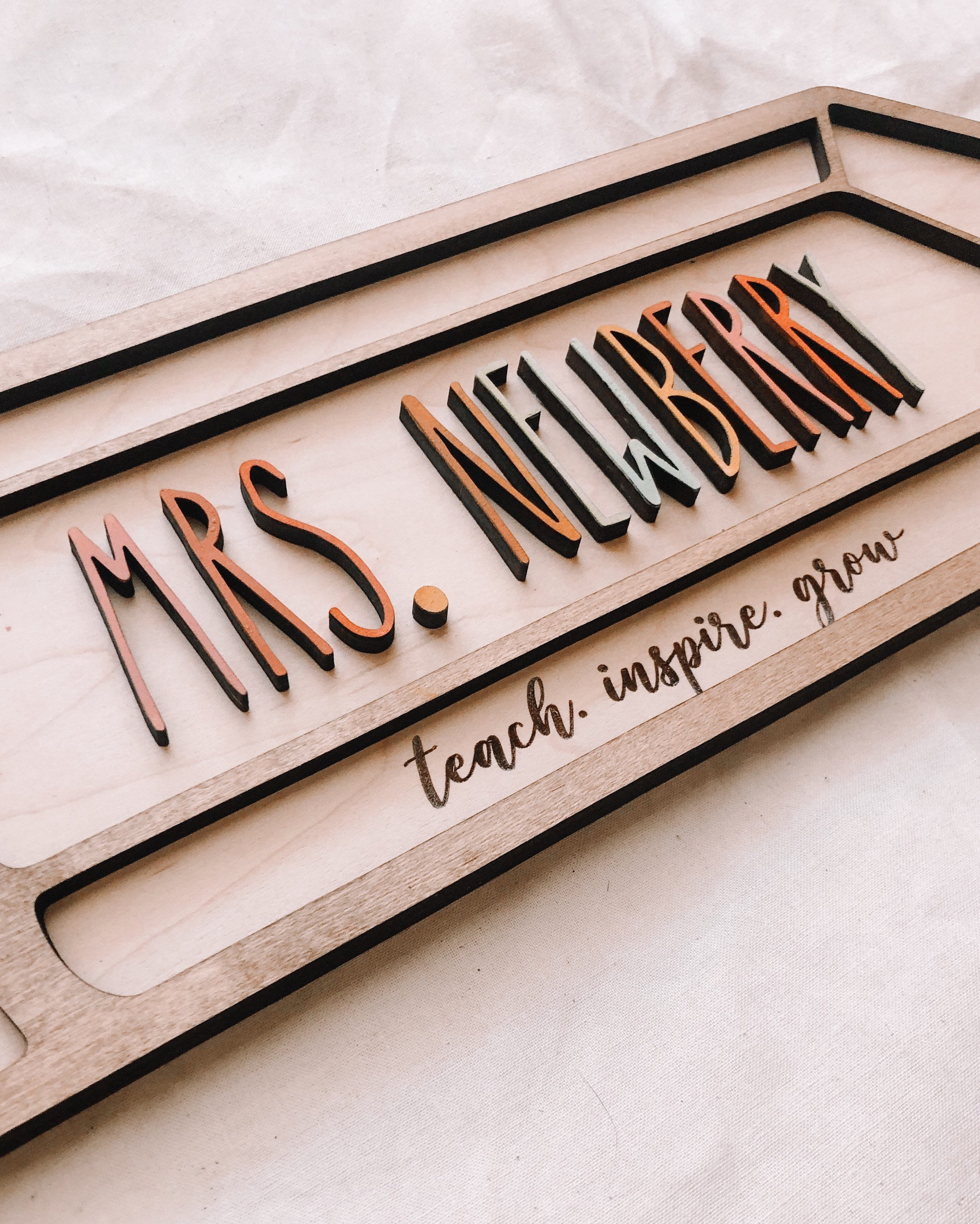 Teach Inspire Grow Personalized Teacher Classroom Sign - Etsy