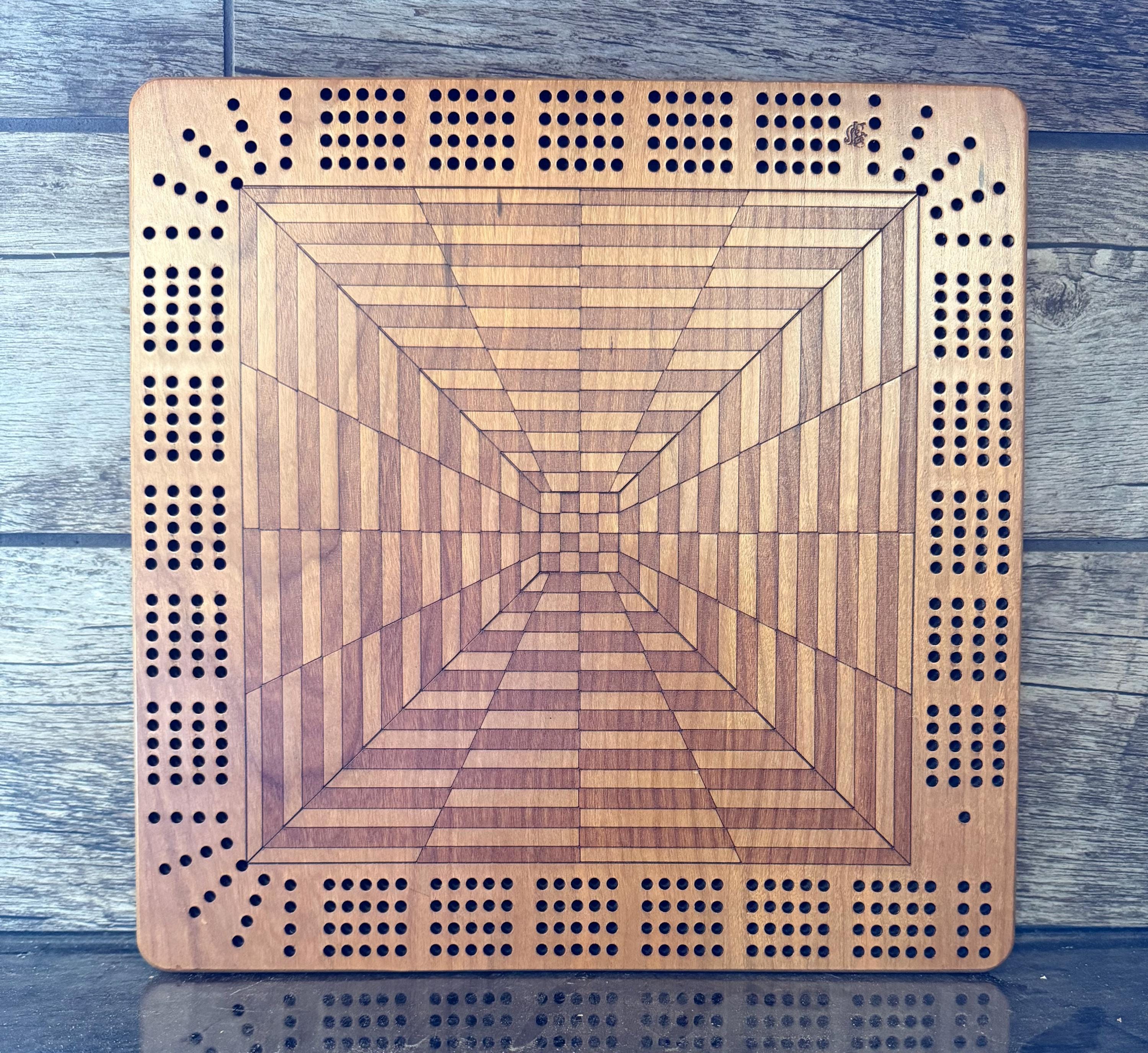 Square Optical Illusion Cribbage Board - Etsy