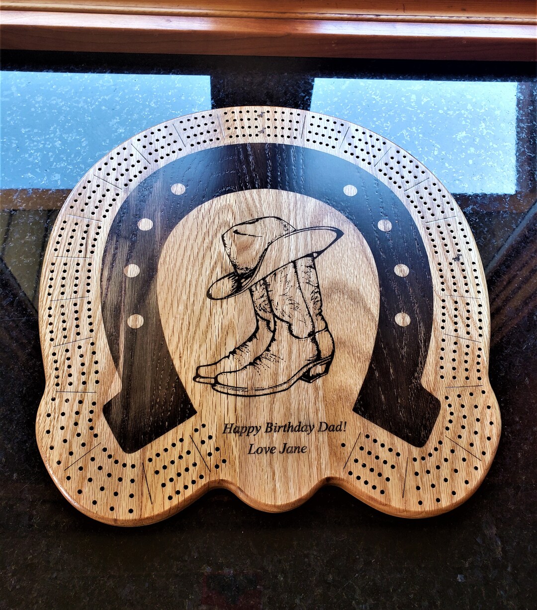 Custom Horseshoe With Boots and Hat Cribbage Board - Etsy