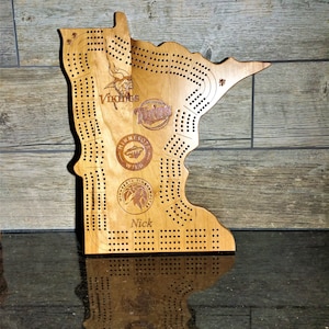 Personalized Custom Minnesota MN Cribbage Board With Vikings, Twins ...