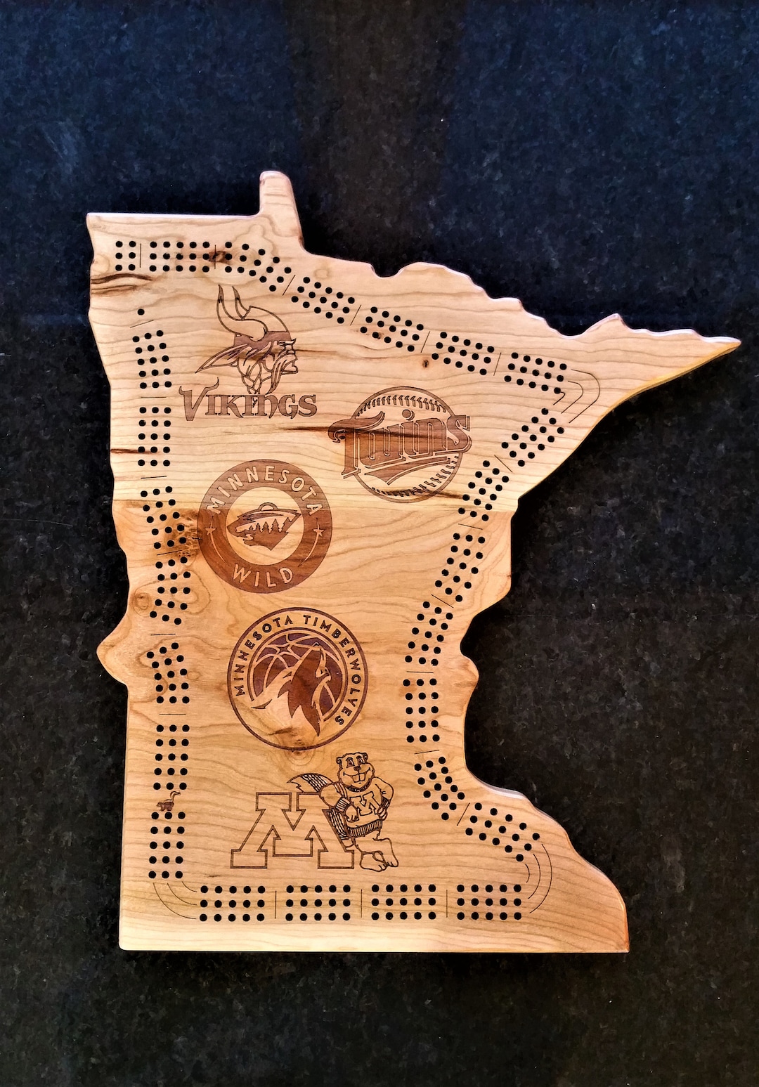 Custom MN Cribbage Board With Vikings, Twins, Wild, Timberwolves ...