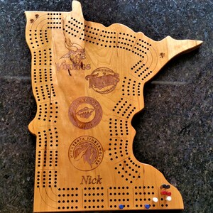Personalized Custom Minnesota MN Cribbage Board With Vikings, Twins ...