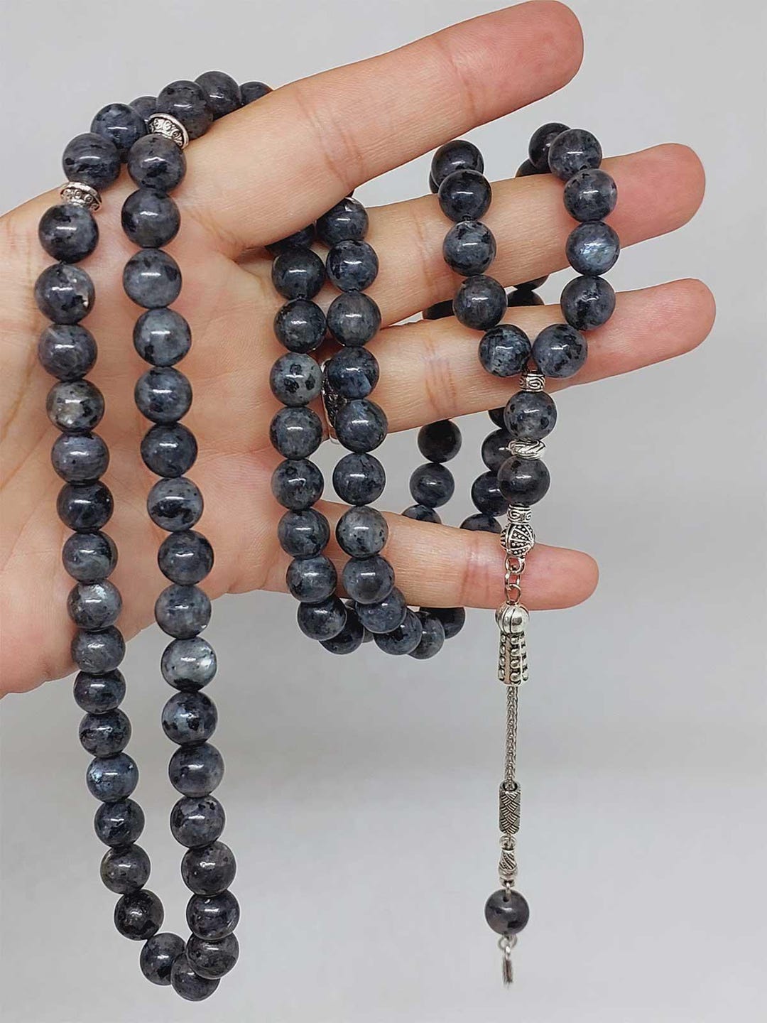 Spektrolit Stone 99 Beads Rosary 8mm, Tasbih 99, Natural Stone 99 Beads ...