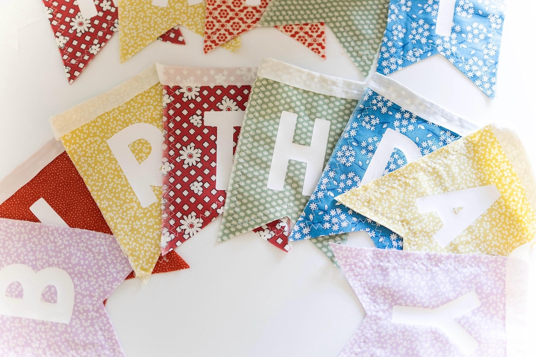 Fabric Happy Birthday Banner Rainbow Fabric Birthday Banner Sustainable ...
