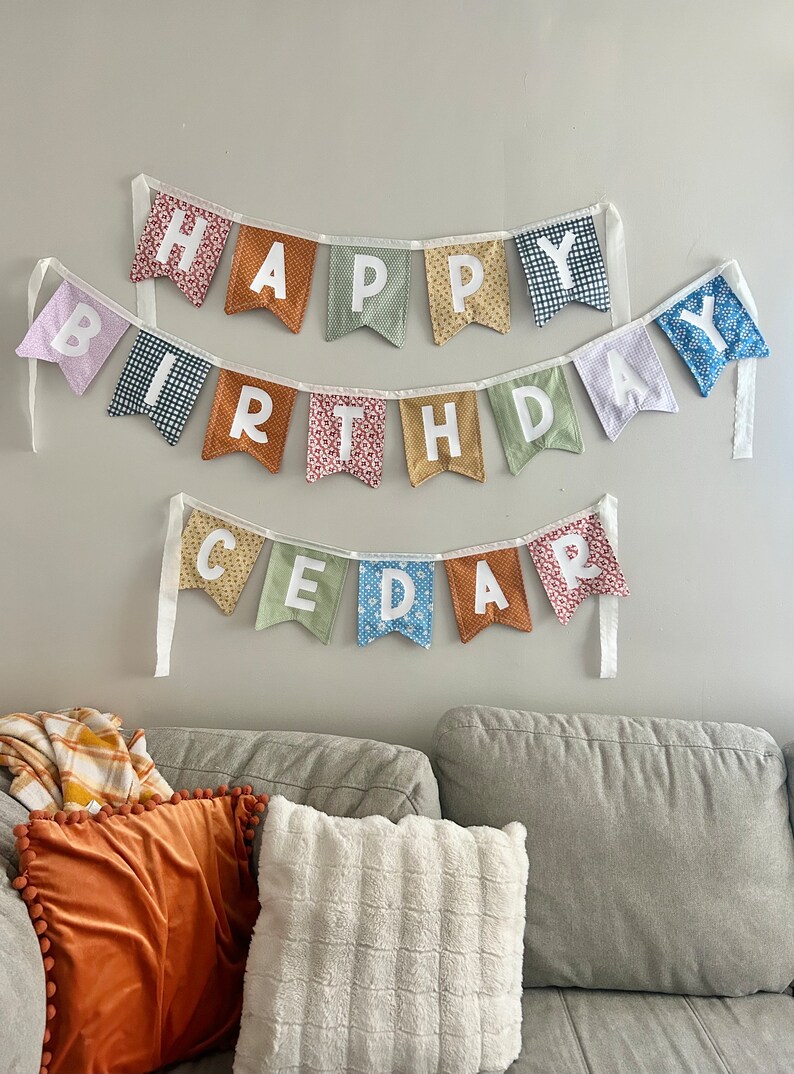 Rainbow Custom Happy Birthday Fabric Banner NAME ADD-ON Only - Etsy