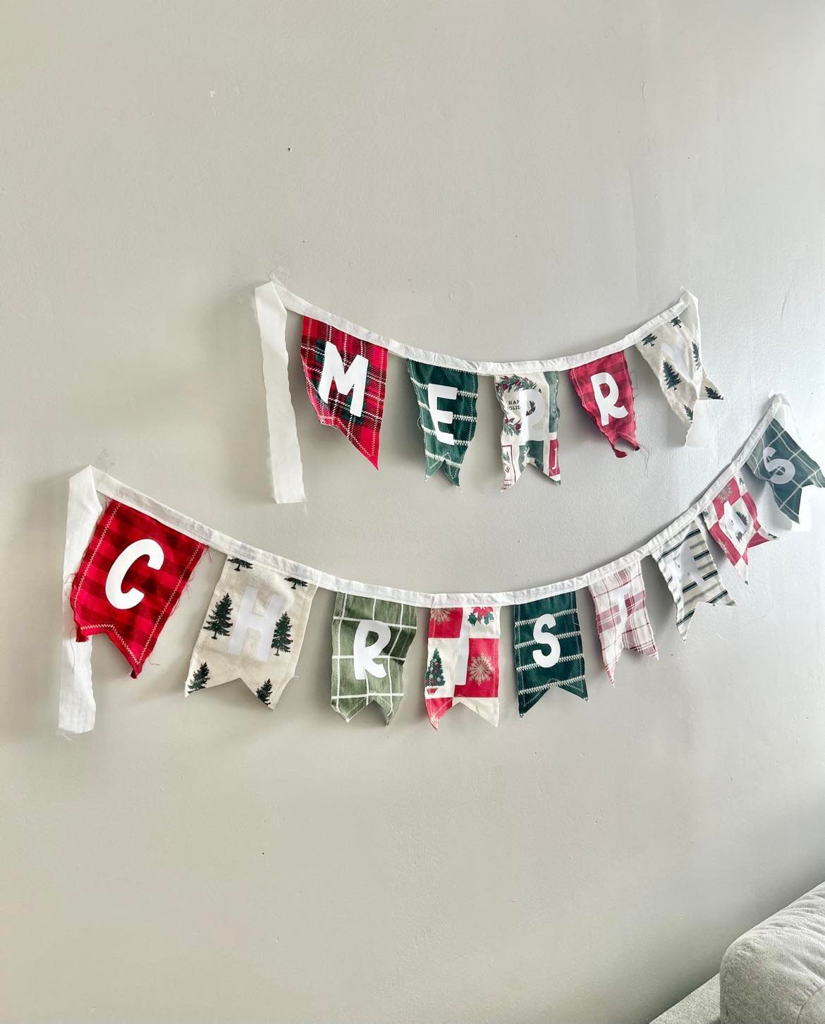 Fabric Christmas Banner Fabric Holiday Banner Sustainable Christmas ...