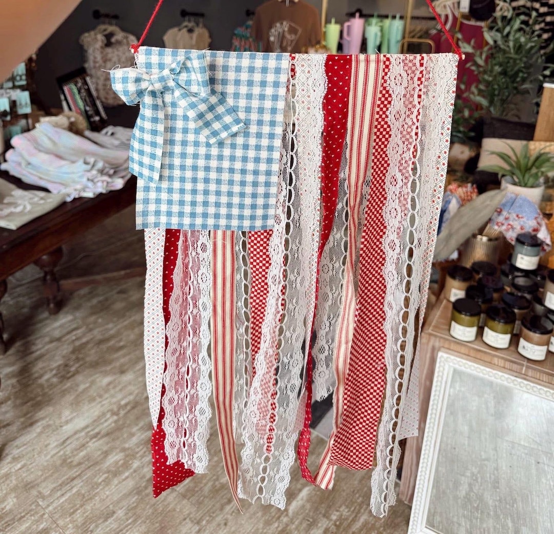 American Fabric Flag American Rag Flag Americana Ribbon Flag Wall ...