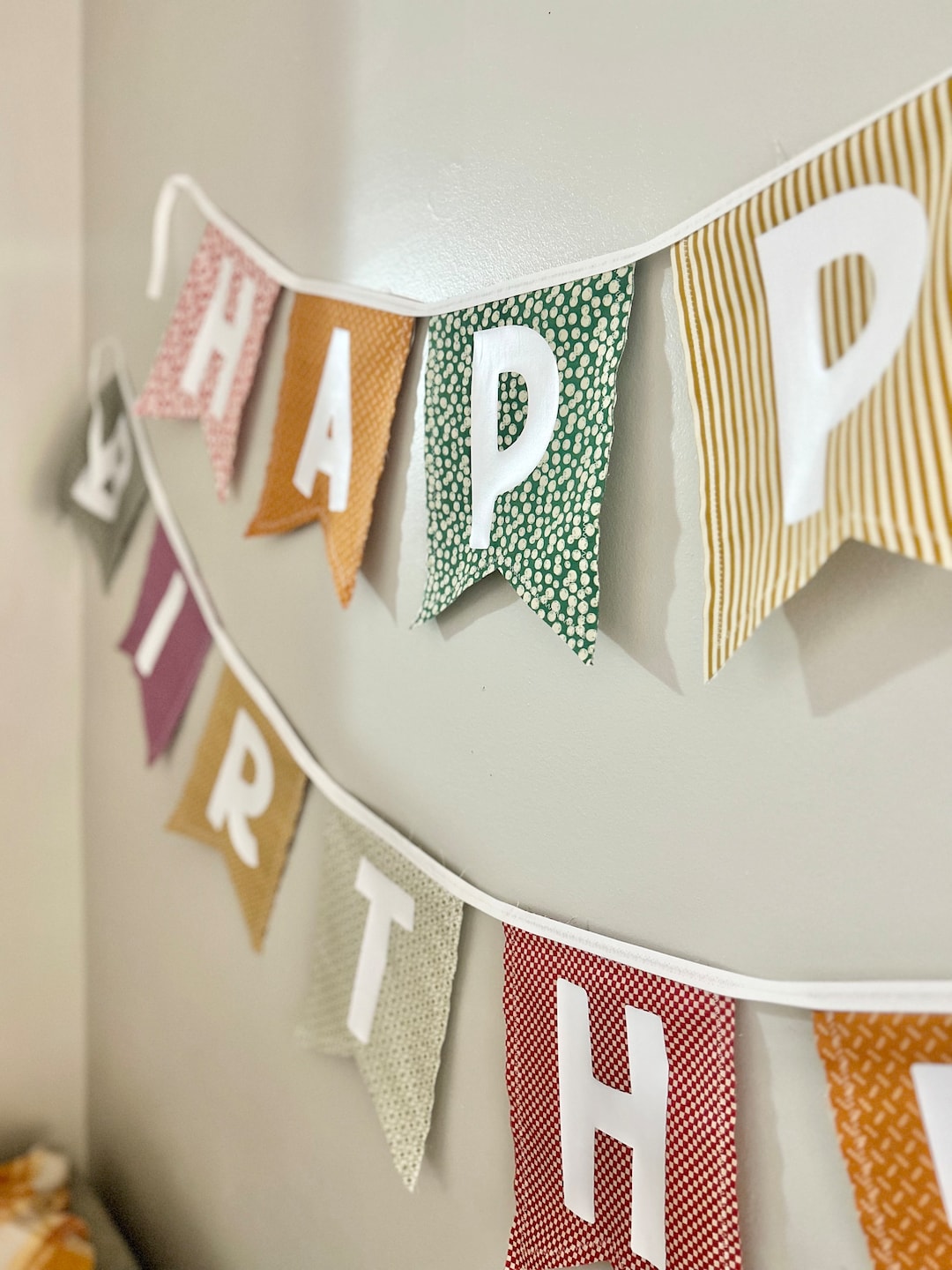 Fabric Happy Birthday Banner Rainbow Fabric Birthday Banner Sustainable ...