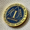 Hand-painted AA 5 Year Chip Blue Sobriety Medallion Recovery Gift ...