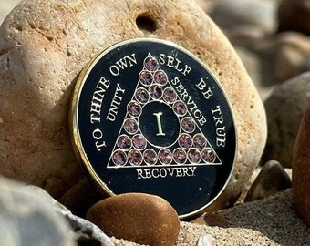 AA 1 Year Chip Blue Sobriety Token Recovery Gift - Etsy