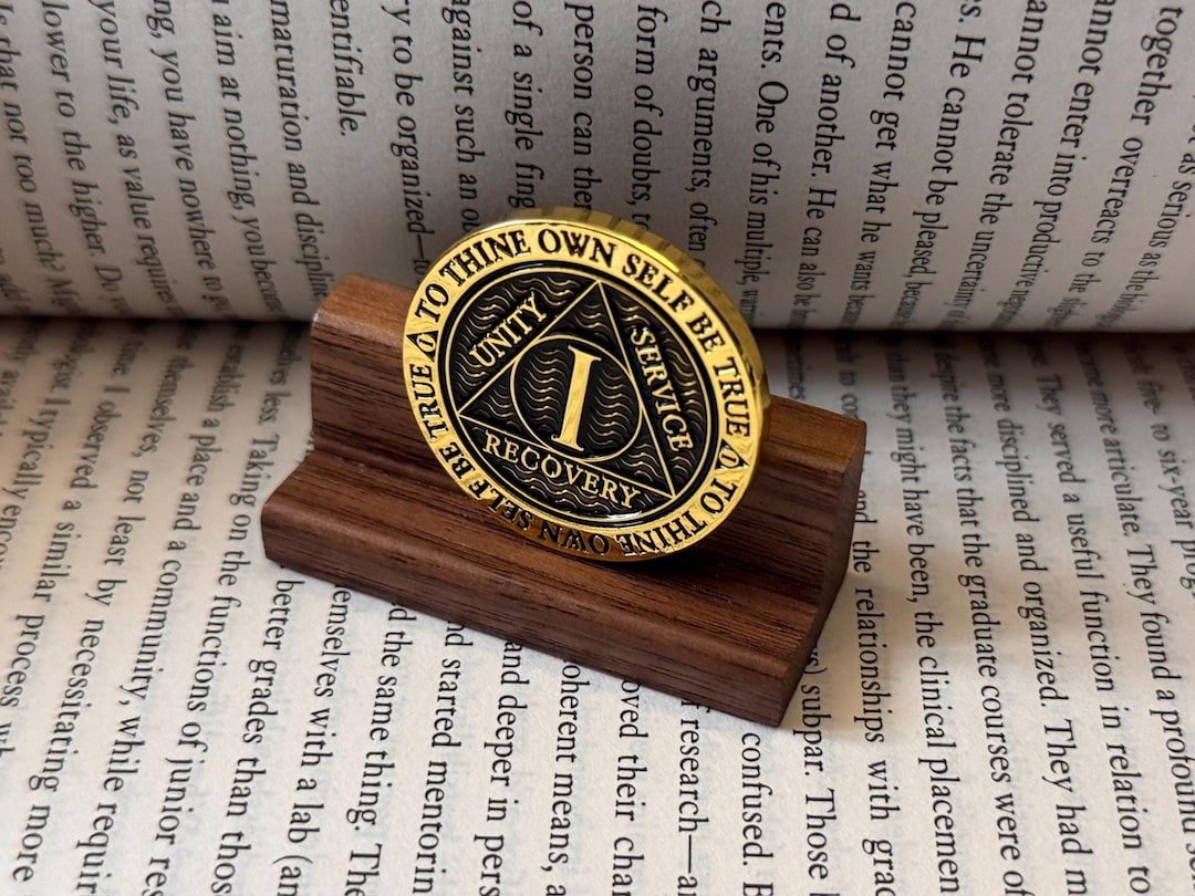 Walnut Coin Stand | Wooden Token Display | Sobriety Gift | Handmade in ...